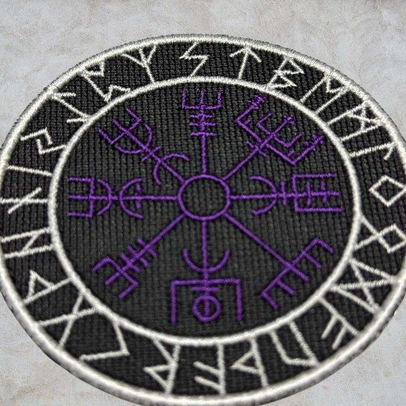 Vegvisir Viking Compass Patch – Embroidered Norse Rune Symbol | Sew-on ...