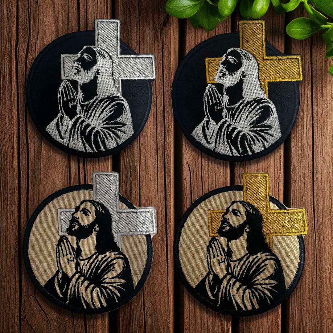 Embroidered Jesus Patch With Cross for Sewing, Iron-on, or Velcro ...