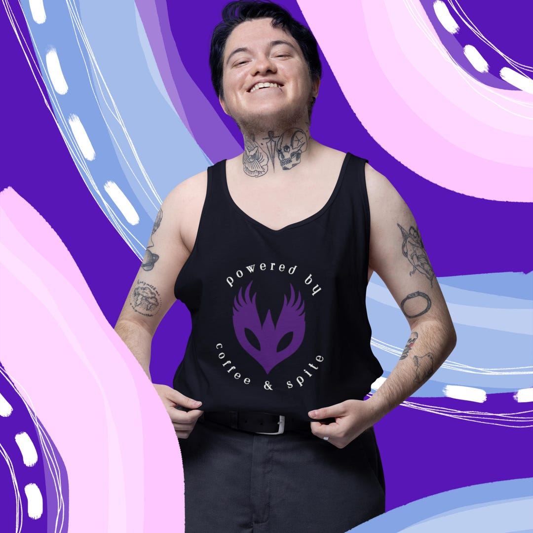 Dragon Age Veilguard Tank Top: "powered by Coffee & Spite" Unisex Fit ...