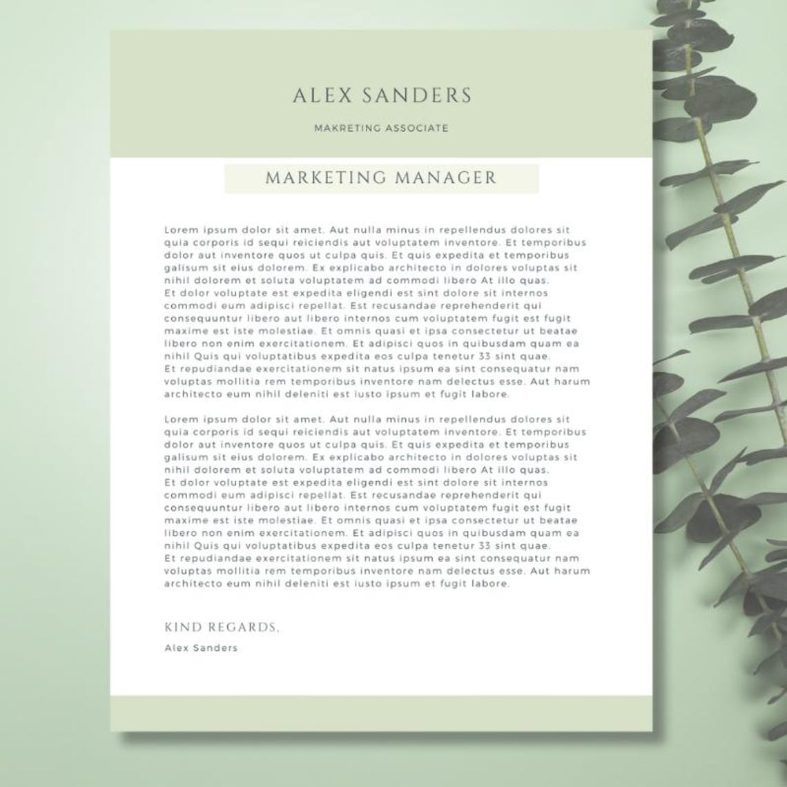 CV Resume and Motivation Cover Letter Template Sage Green Color - Etsy