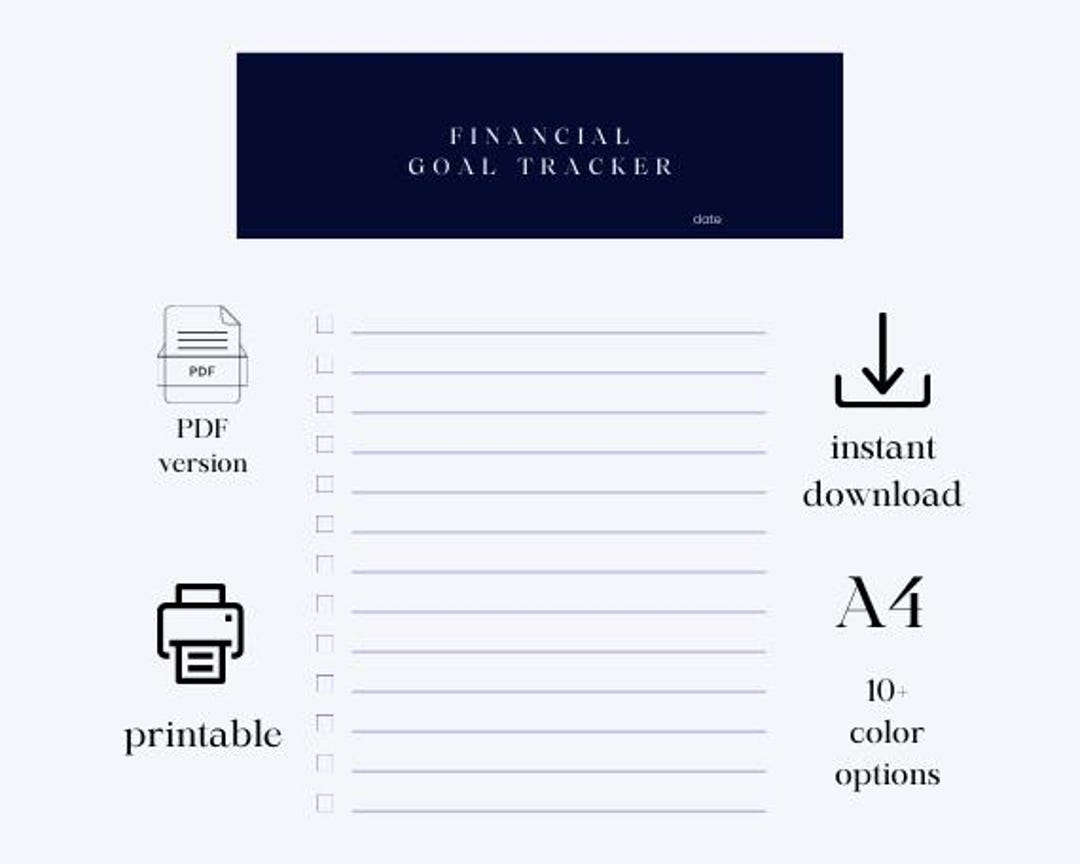 Printable Financial Goal Tracker PDF | A4 Size Budget Planner | 10 ...
