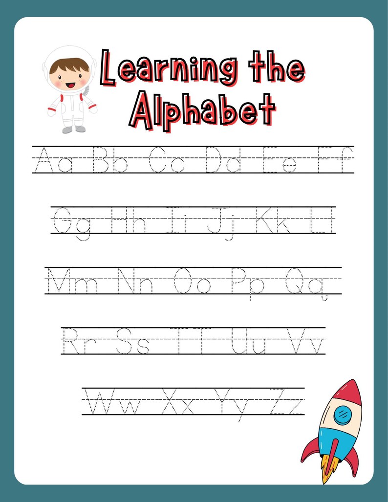 Printable Alphabet Tracing Worksheets – Space + Astronaut Theme for ...