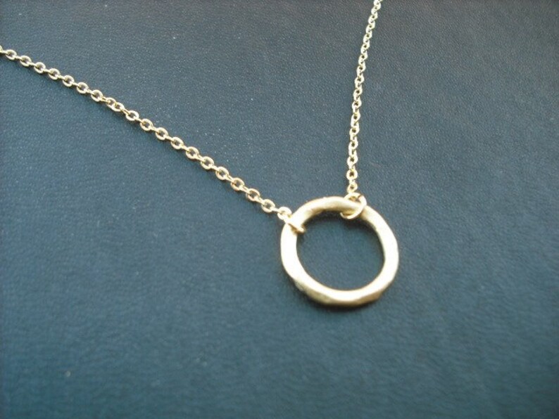 Matte Yellow Gold Hoop Pendant Necklace - Etsy