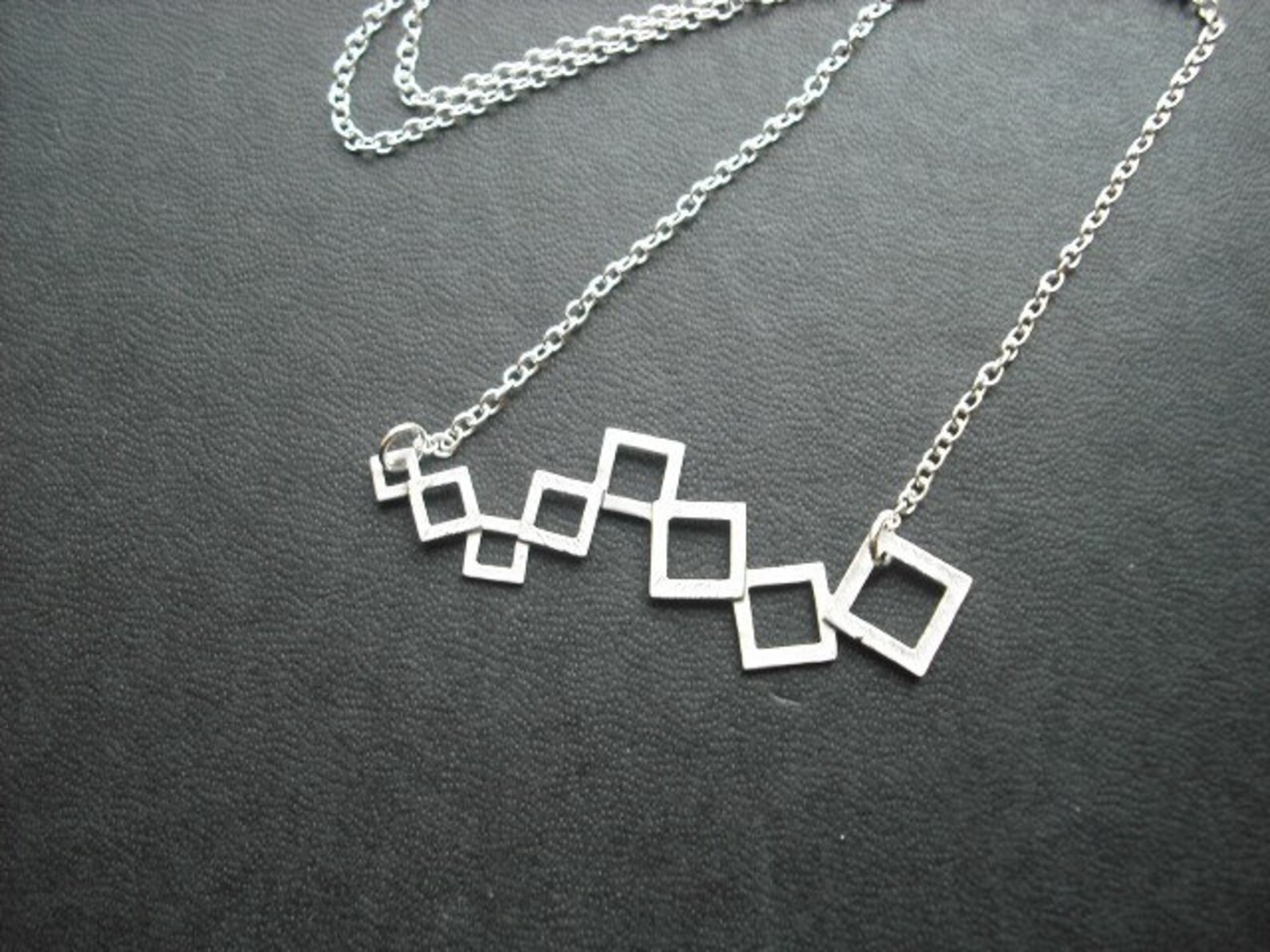 Matte Modern Linked Squares Necklace - Etsy