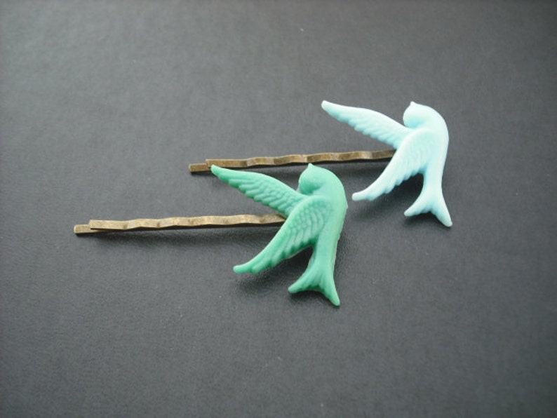 Flying Sparrow Bobby Pin Set Mint Green and Baby Blue - Etsy