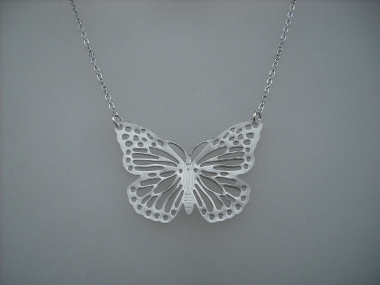 Butterfly Necklace white gold plated | Etsy