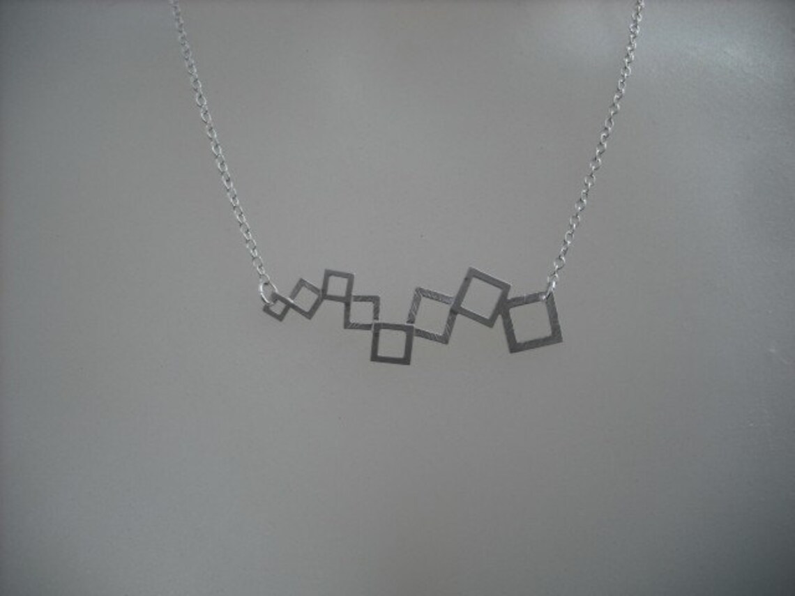 Matte Modern Linked Squares Necklace - Etsy