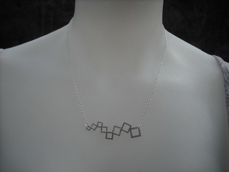 Matte Modern Linked Squares Necklace - Etsy