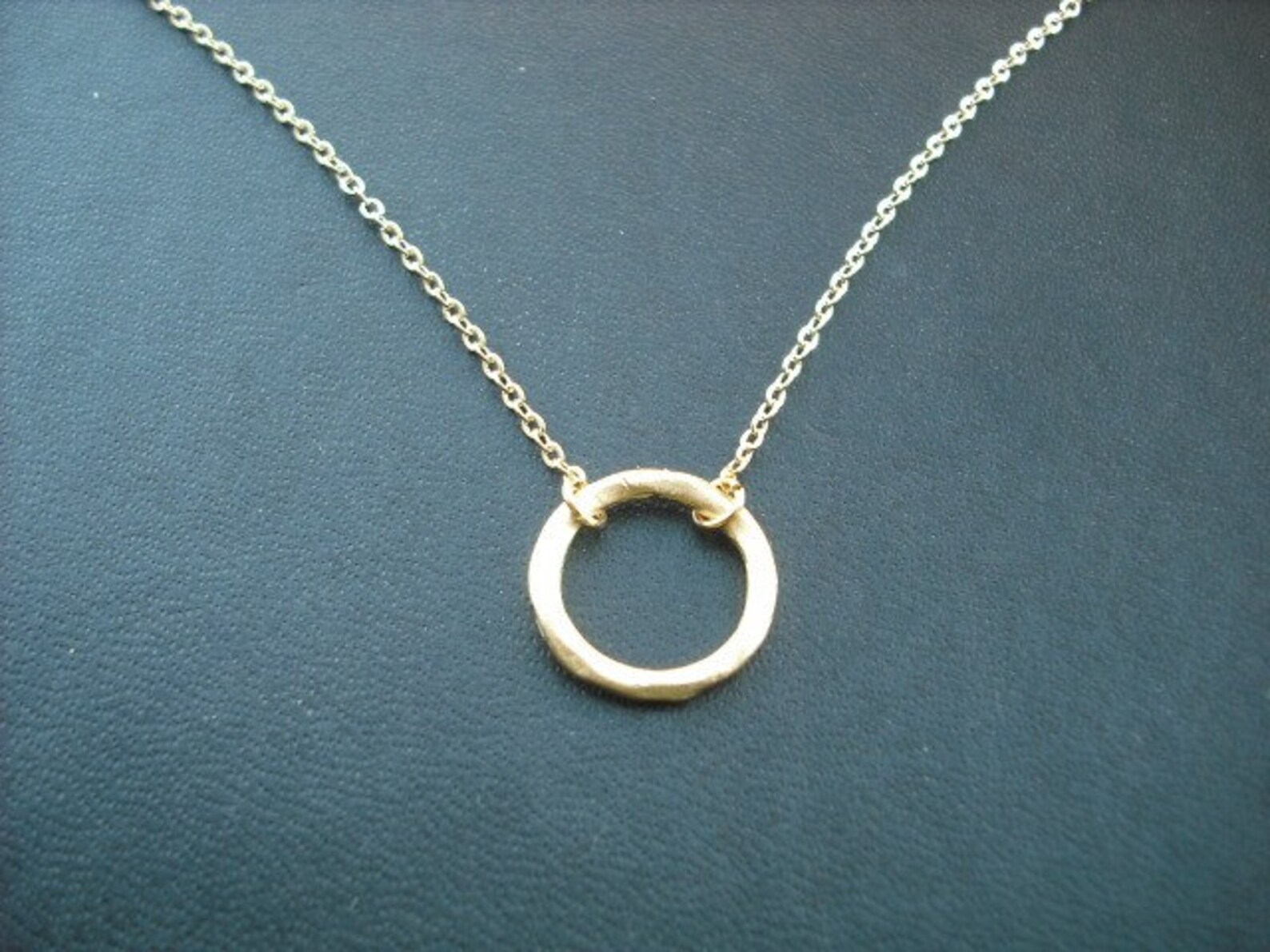 Matte Yellow Gold Hoop Pendant Necklace - Etsy