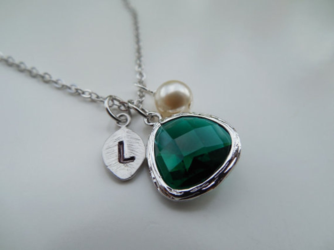 May Birthstone Necklace,bridesmaid Necklace,gold or Silver Emerald ...