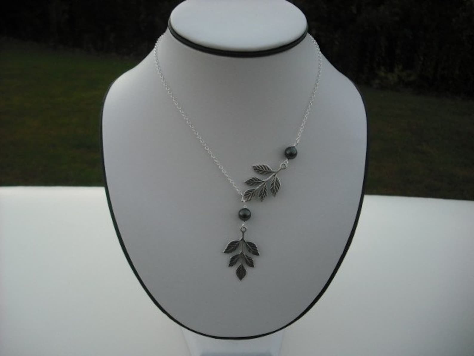 Branch and Pearl Necklace - White Gold Plated Chain - Etsy