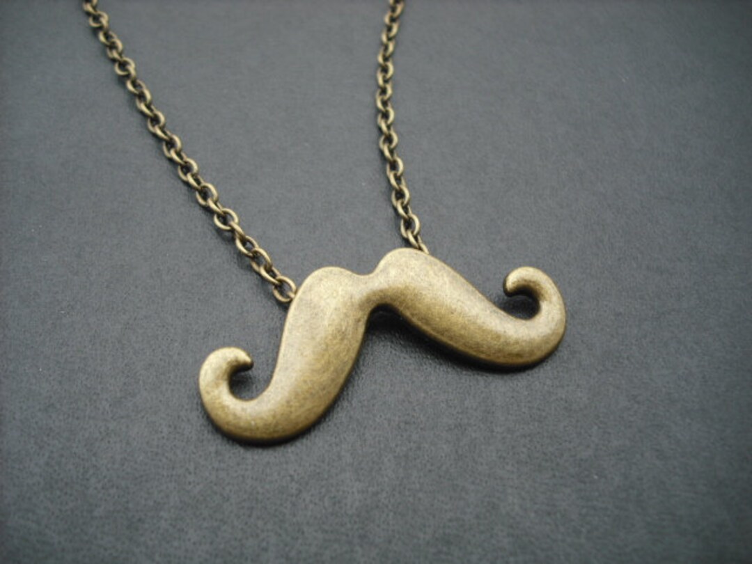 Antique Brass Mustache Necklace - Etsy
