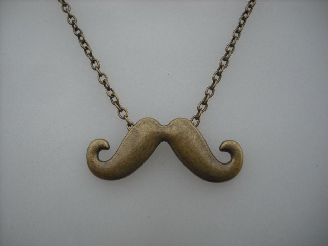 Antique Brass Mustache Necklace - Etsy