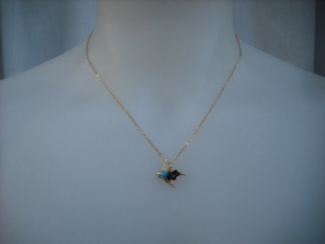 Gold Necklace, Little Bird Necklace - 14K Gold Filled Chain - Etsy
