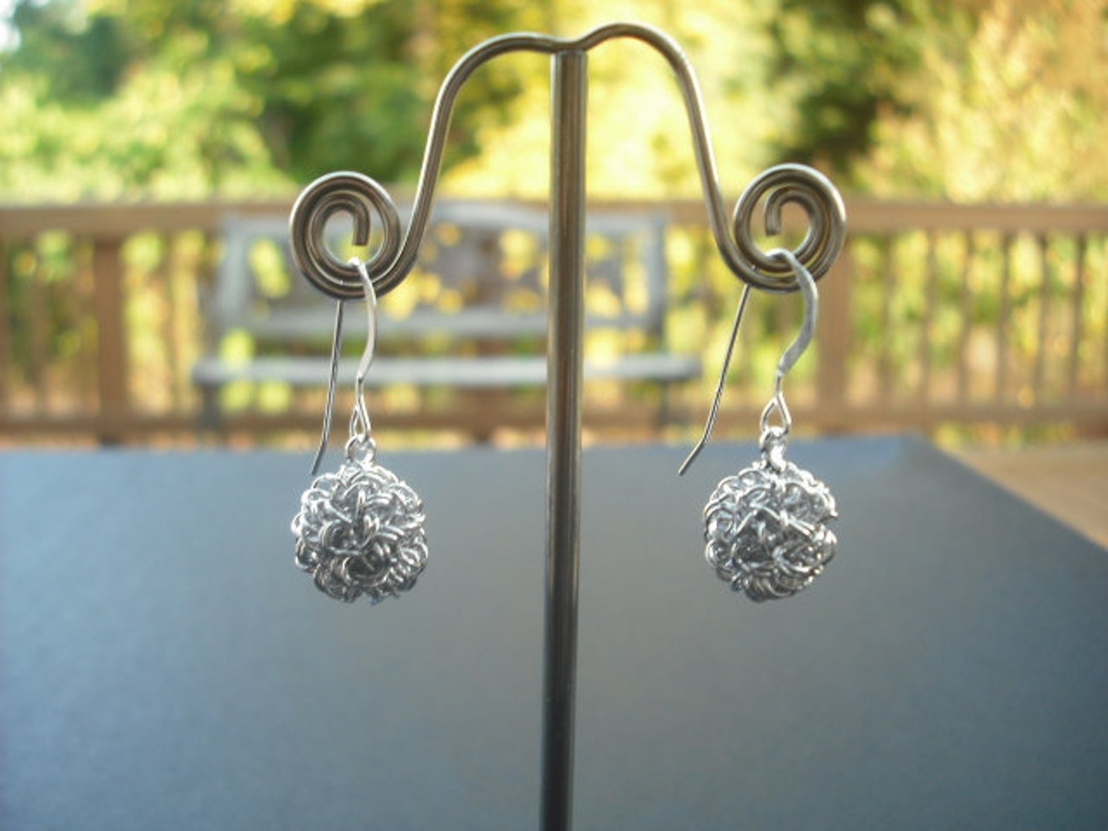 Gold or Silver Matte Matal Thread Weaving Ball Earrings - Etsy