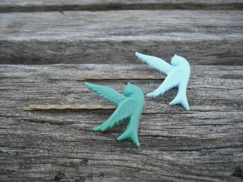 Flying Sparrow Bobby Pin Set Mint Green and Baby Blue - Etsy