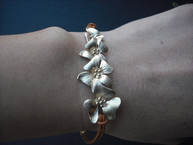 Gold or Silver Three Fold Flowers Cascading Earrings | Etsy