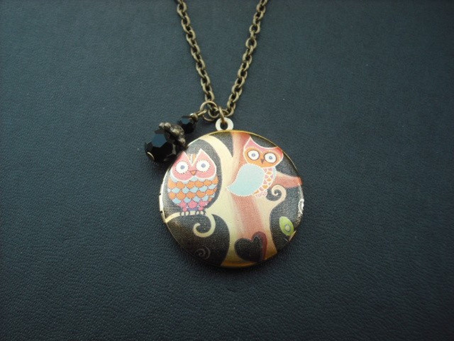 Midnight owls locket | Etsy