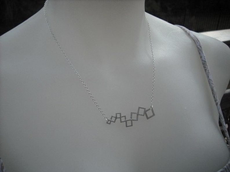 Matte Modern Linked Squares Necklace - Etsy