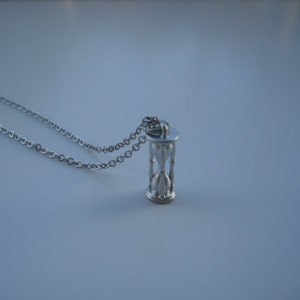 Sand Timer Necklace - Matte White Gold Plated Chain - Etsy