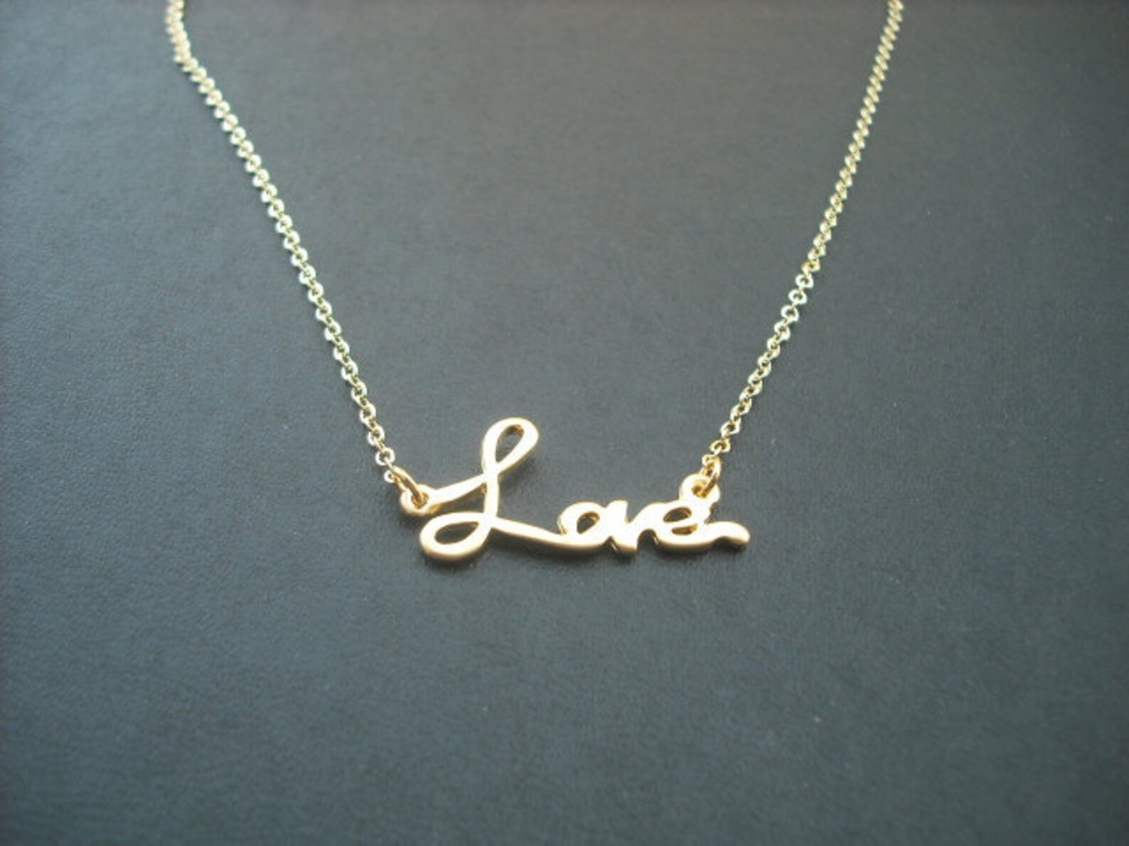 Love Pendant Necklace Matte 16K Yellow Gold Plated - Etsy