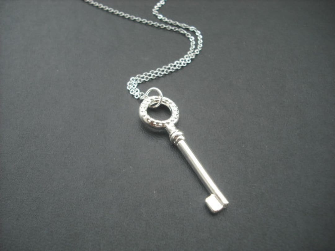Cherished Elegant Key Necklace - Anti Tarnish Sterling Silver Plated - Etsy