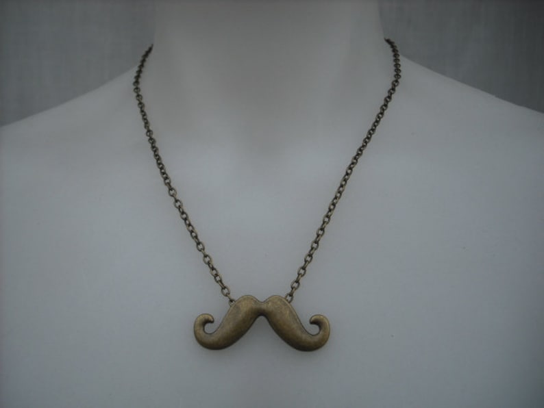 Antique Brass Mustache Necklace - Etsy