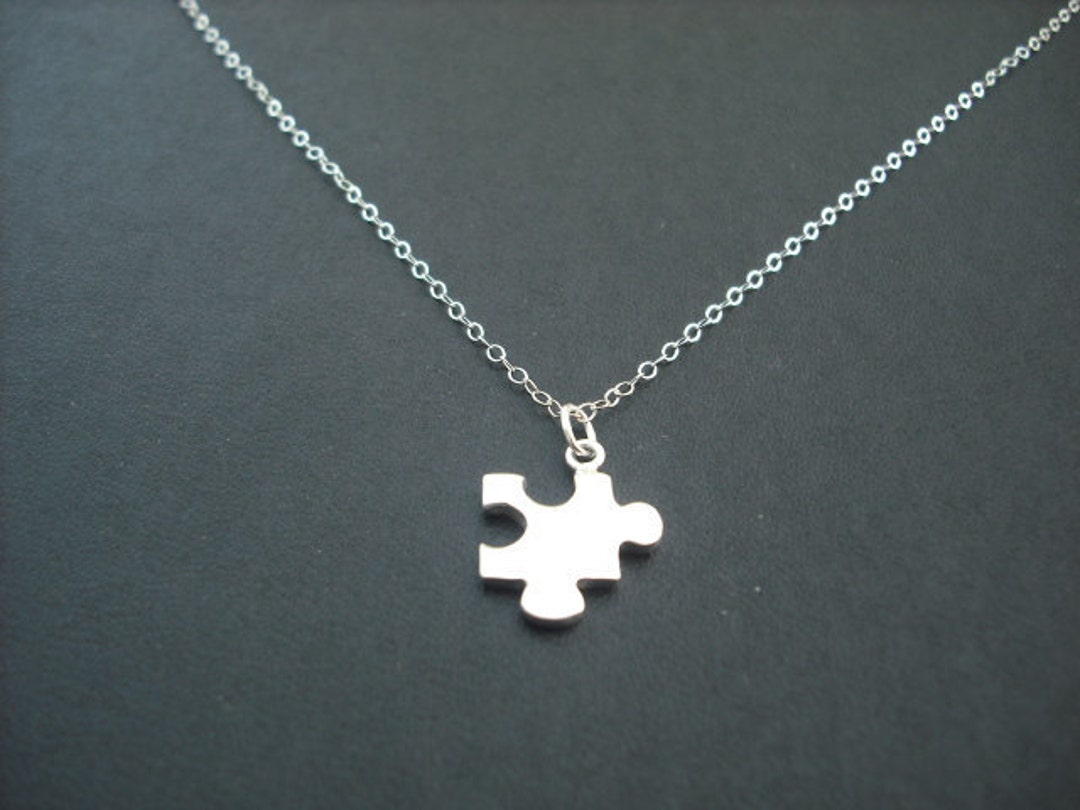 Sterling Silver Puzzle Piece Necklace - Etsy