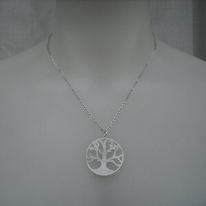 Matte Silver Tree of Life Necklace - White Gold Plated Chain - Etsy
