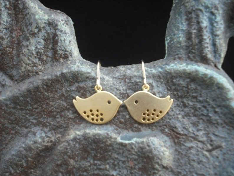 Gold Or White Gold Plated Love Birds Earrings | Etsy