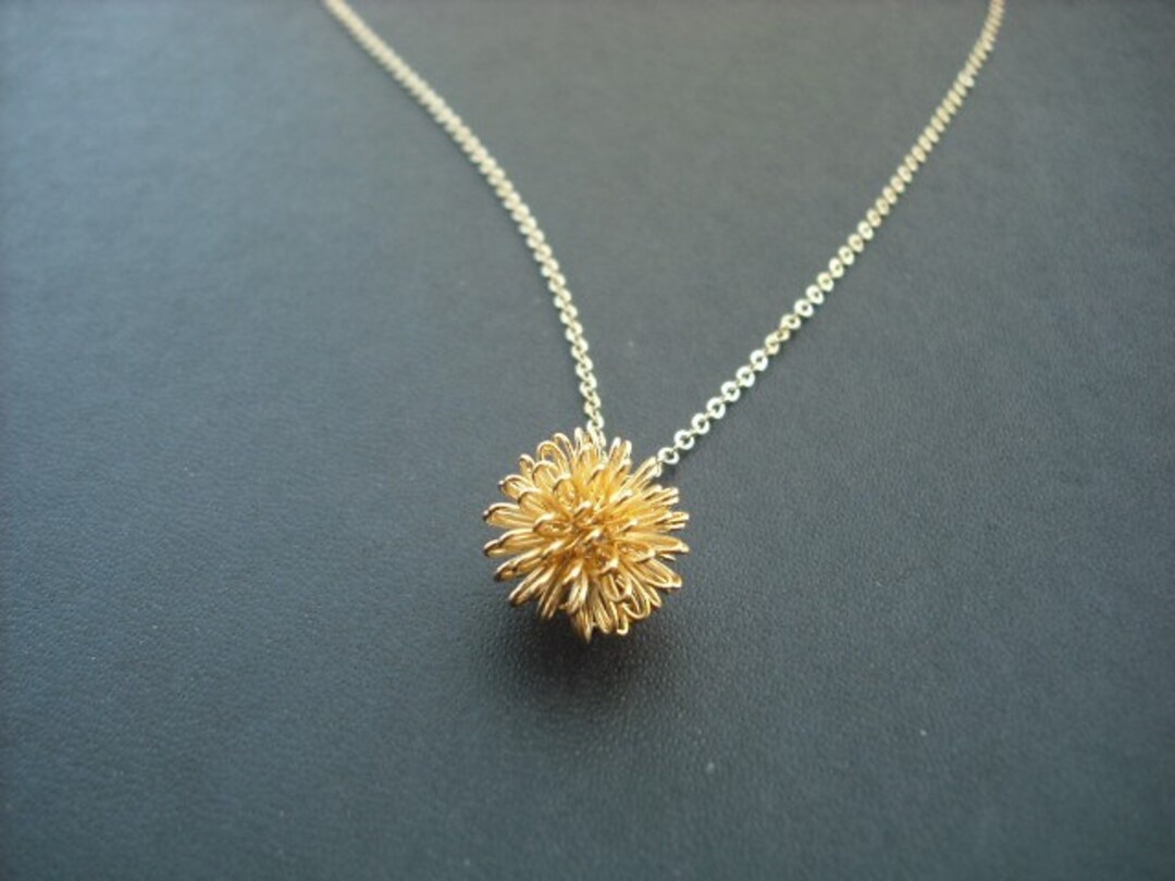 Dandelion Necklace - 16K Yellow Gold Plated - Etsy
