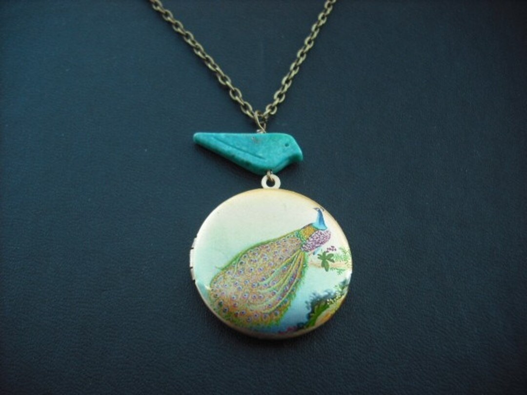 Peacock in Bloom Locket Necklace - Etsy