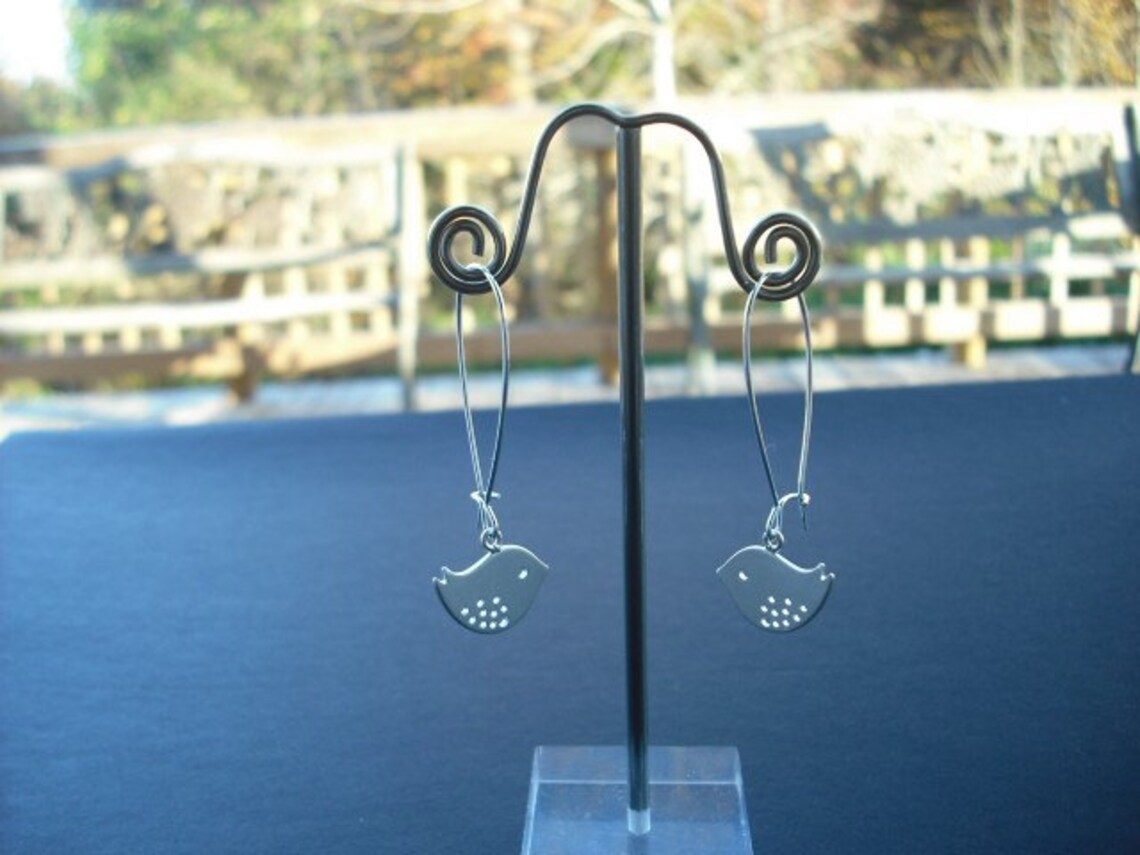 Love Birds Earrings - Matte White Gold Plated and Kidney Earwire - Etsy