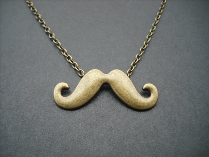 Antique Brass Mustache Necklace - Etsy
