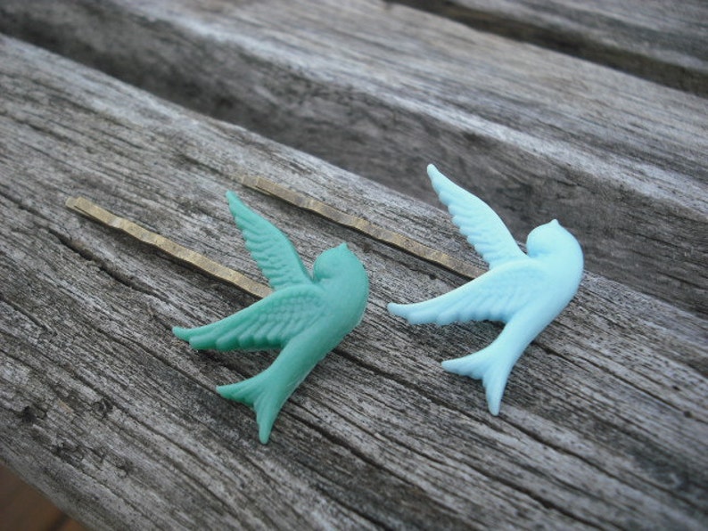 Flying Sparrow Bobby Pin Set Mint Green and Baby Blue - Etsy