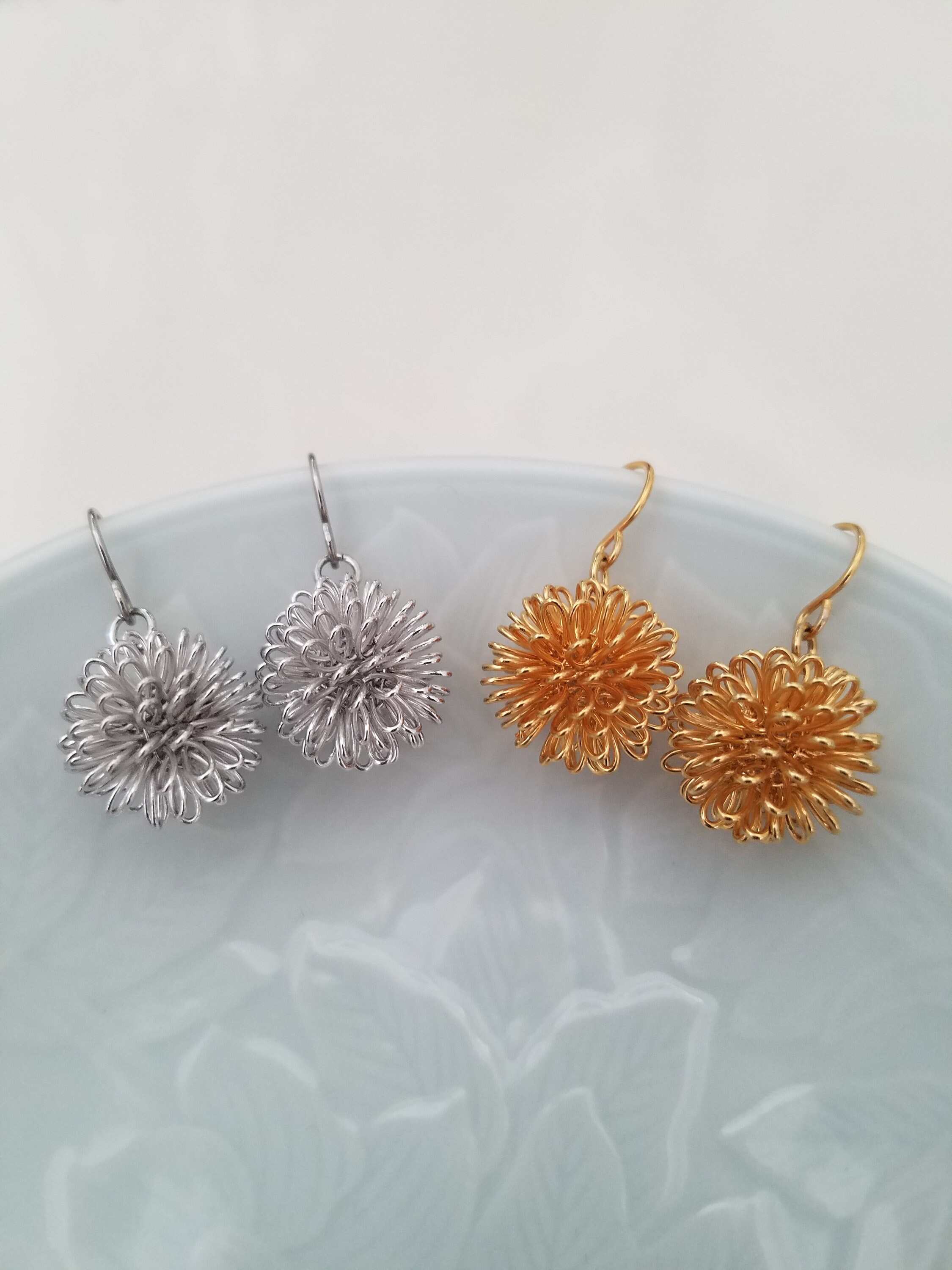 Gold or Silver Dandelion Earrings | Etsy