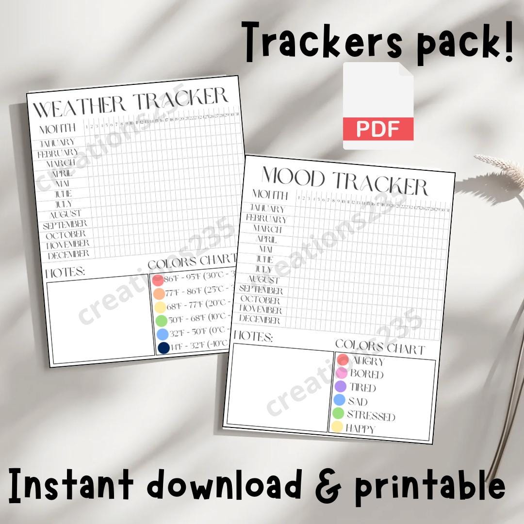 Mood and Weather Tracker Bundle: a Simple Digital Tool to Track Your ...