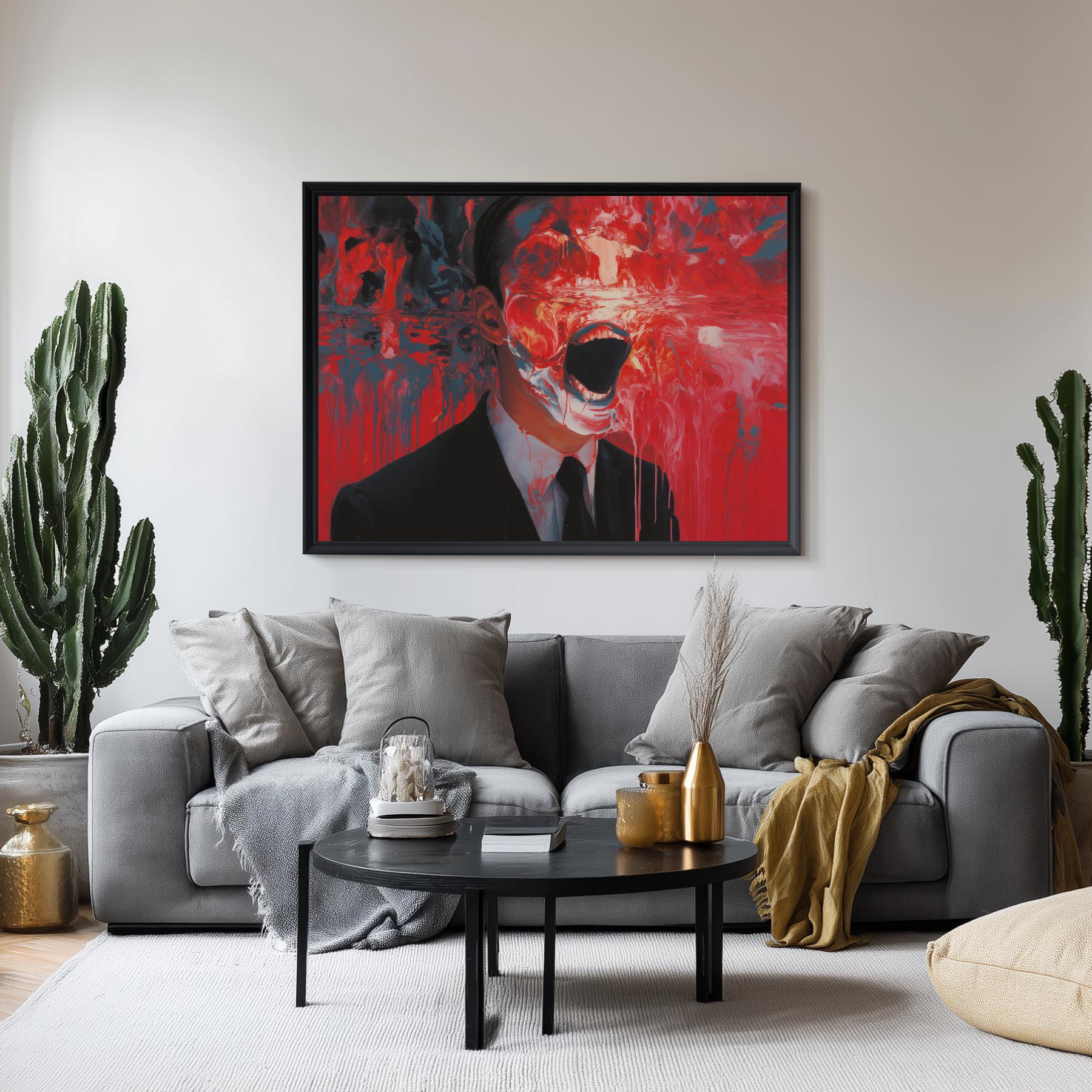 Dark Surreal Art Print: Exploding Head, Emotional Chaos (digital ...