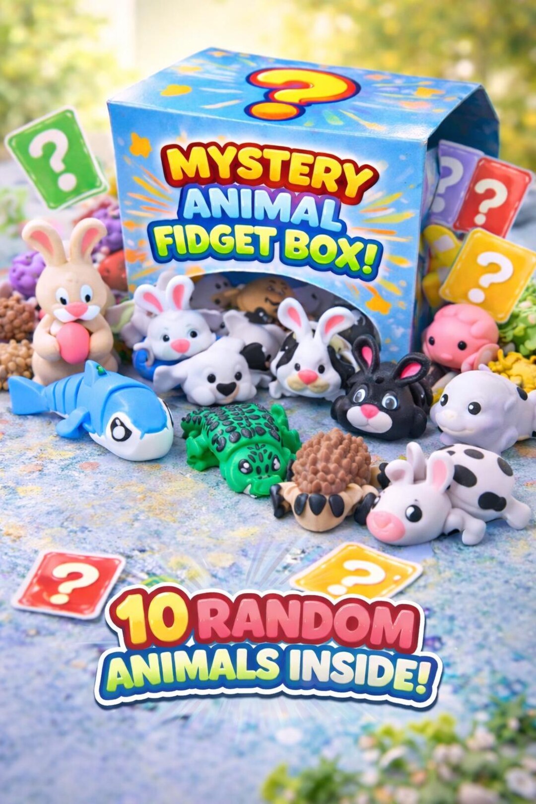 Mystery Animal Fidget Box – Set of 10 Pocket-sized Wiggly Desk Buddies ...