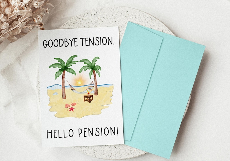Funny Retirement Card: Goodbye Tension, Hello Pension - Etsy