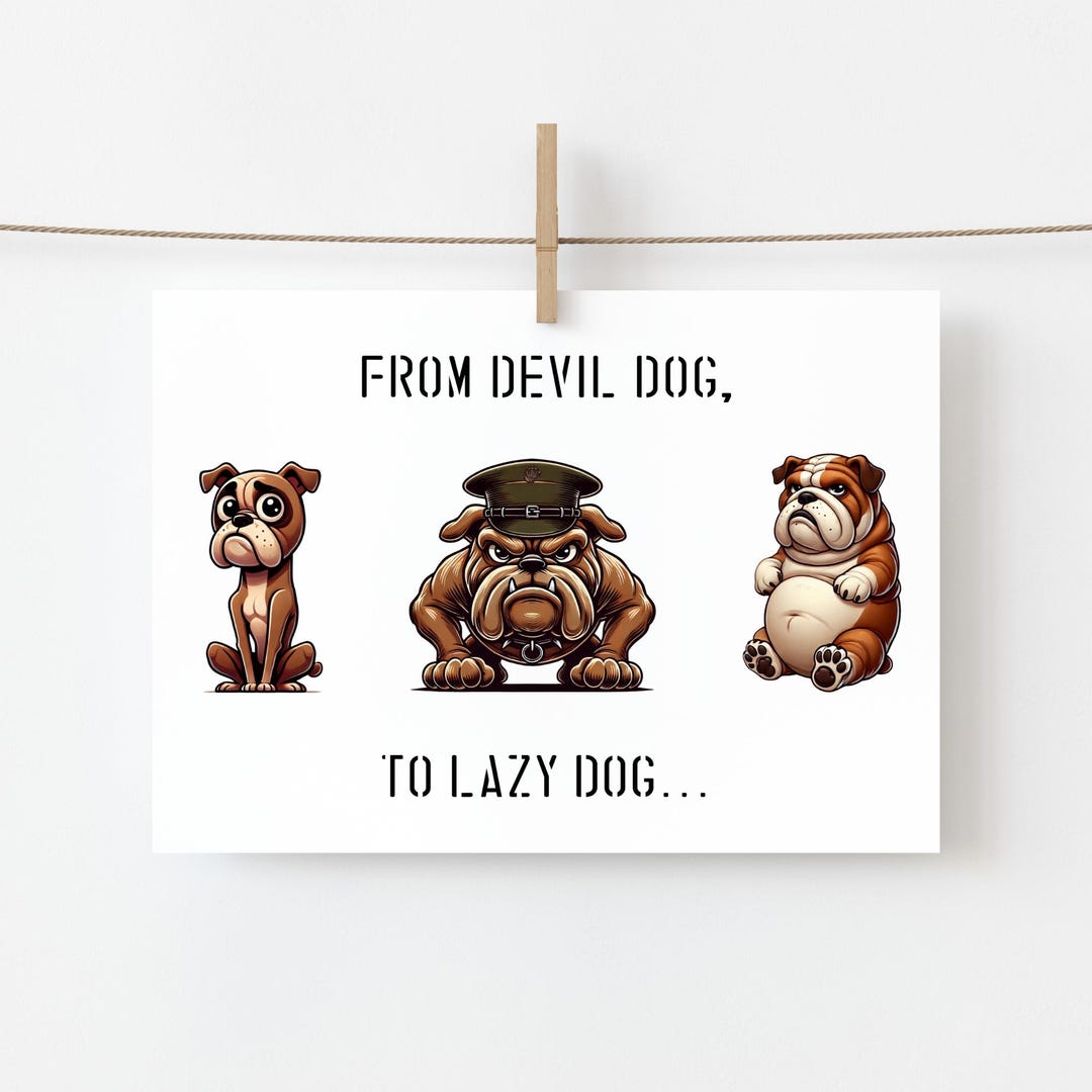 Funny Marine Corps Retirement Card: Devil Dog to Lazy Dog - Etsy