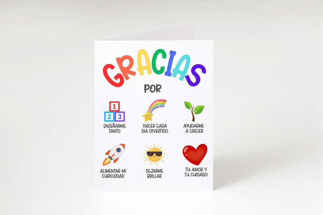 Gracias Spanish Thank You Card: Teacher Appreciation, Caregiver Gift - Etsy