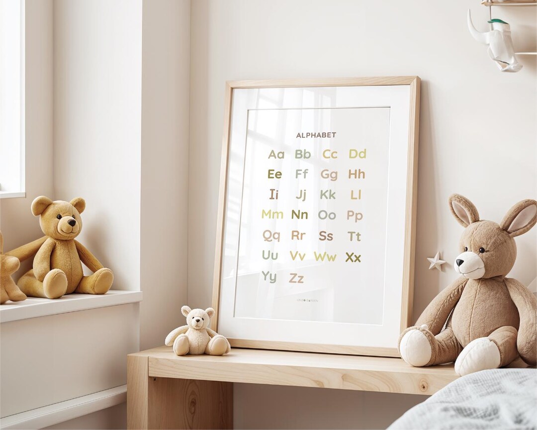 Alphabet Poster – Modern Minimalist Design in Woodland Theme (neutral ...