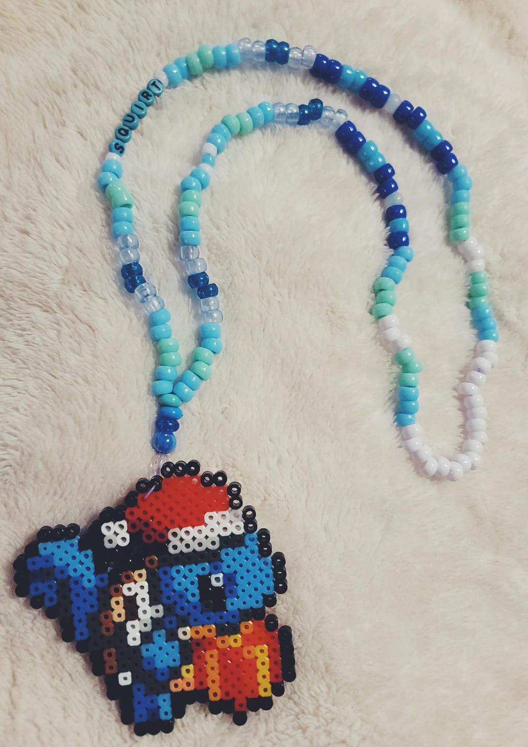 Squirtle in Santa Hat Perler Necklace - Etsy