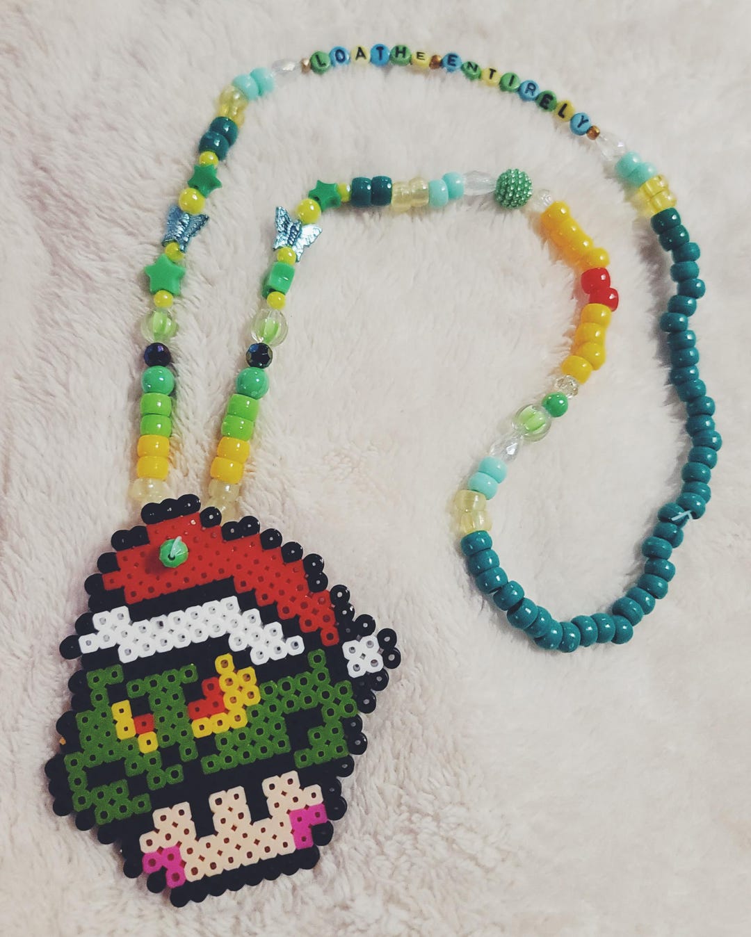 Toad Grinch Perler Kandi Necklace - Etsy