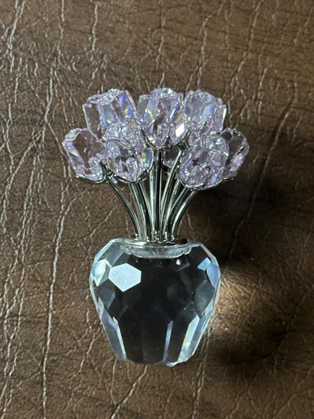 Swarovski Crystal Dozen Pink Roses Flowers in Vase Paperweight - Etsy