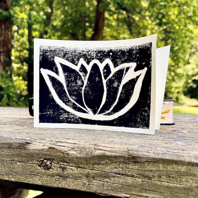 Lotus Linocut - Etsy