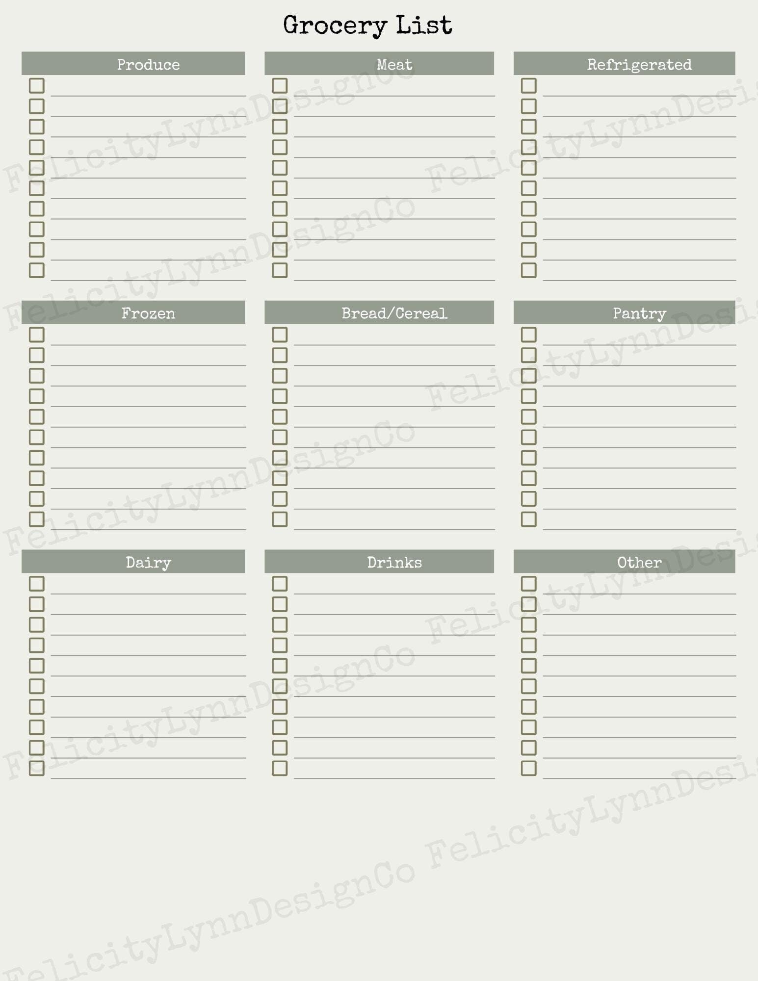 Grocery List- Editable and Printable - Etsy