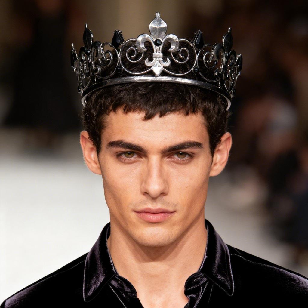 Men's Gold Fleur-de-lis Crown With Crystal Accents,gothic Crown for Men ...