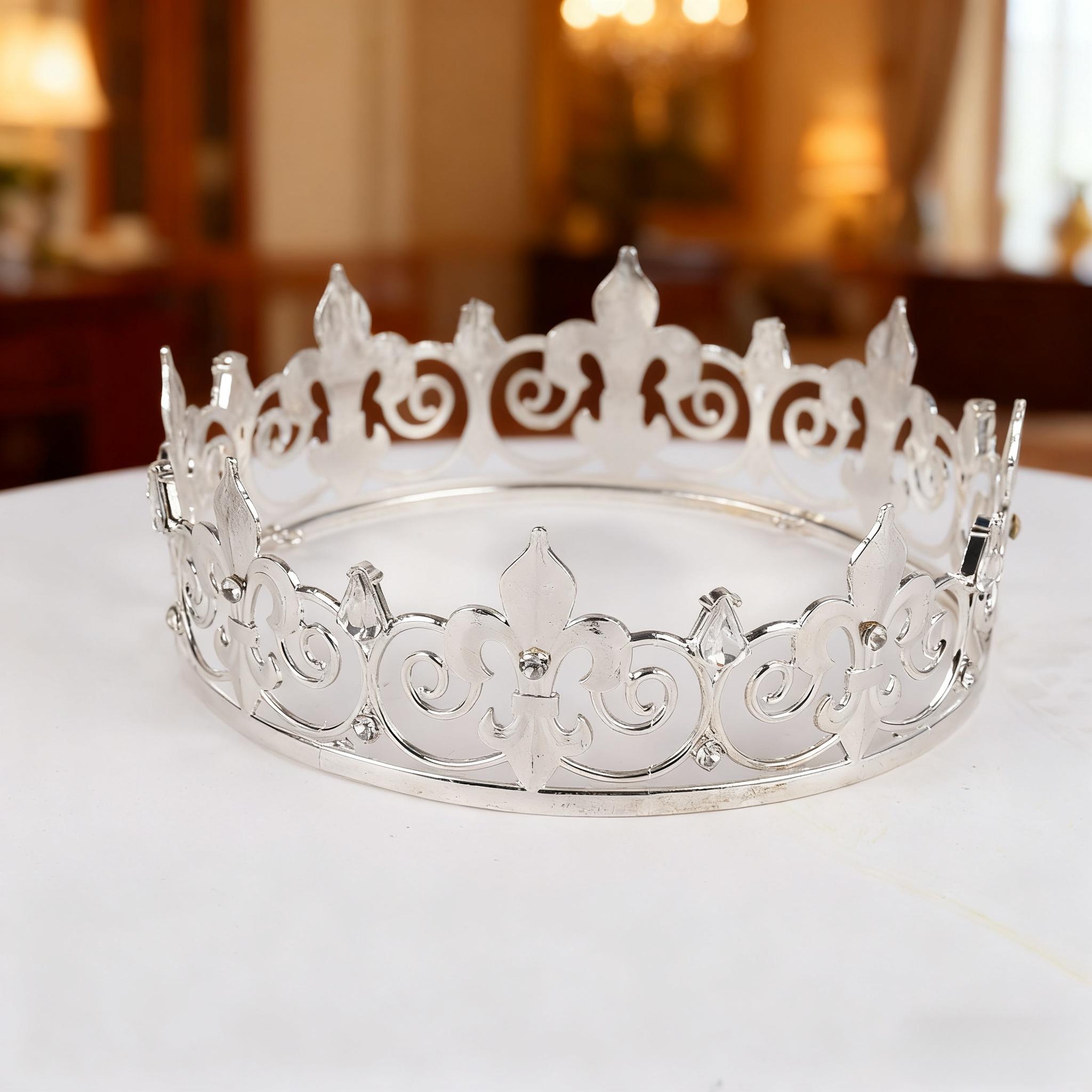 Men's Gold Fleur-de-lis Crown With Crystal Accents,gothic Crown for Men ...